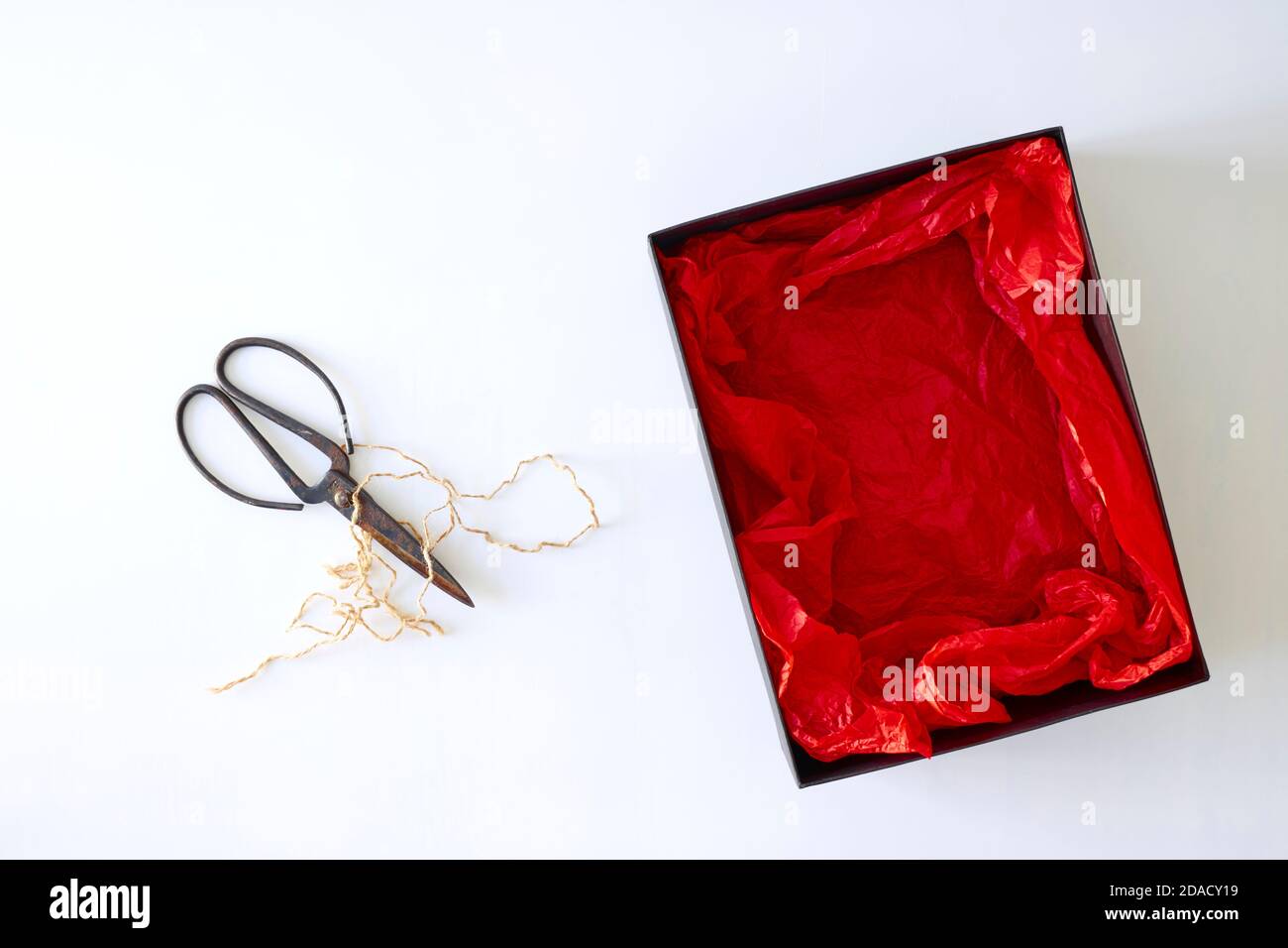 A studio photo of gift box wrapping items Stock Photo - Alamy