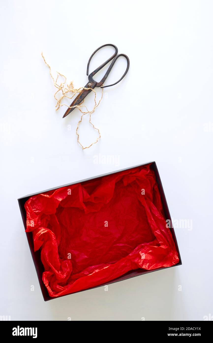 A studio photo of gift box wrapping items Stock Photo - Alamy