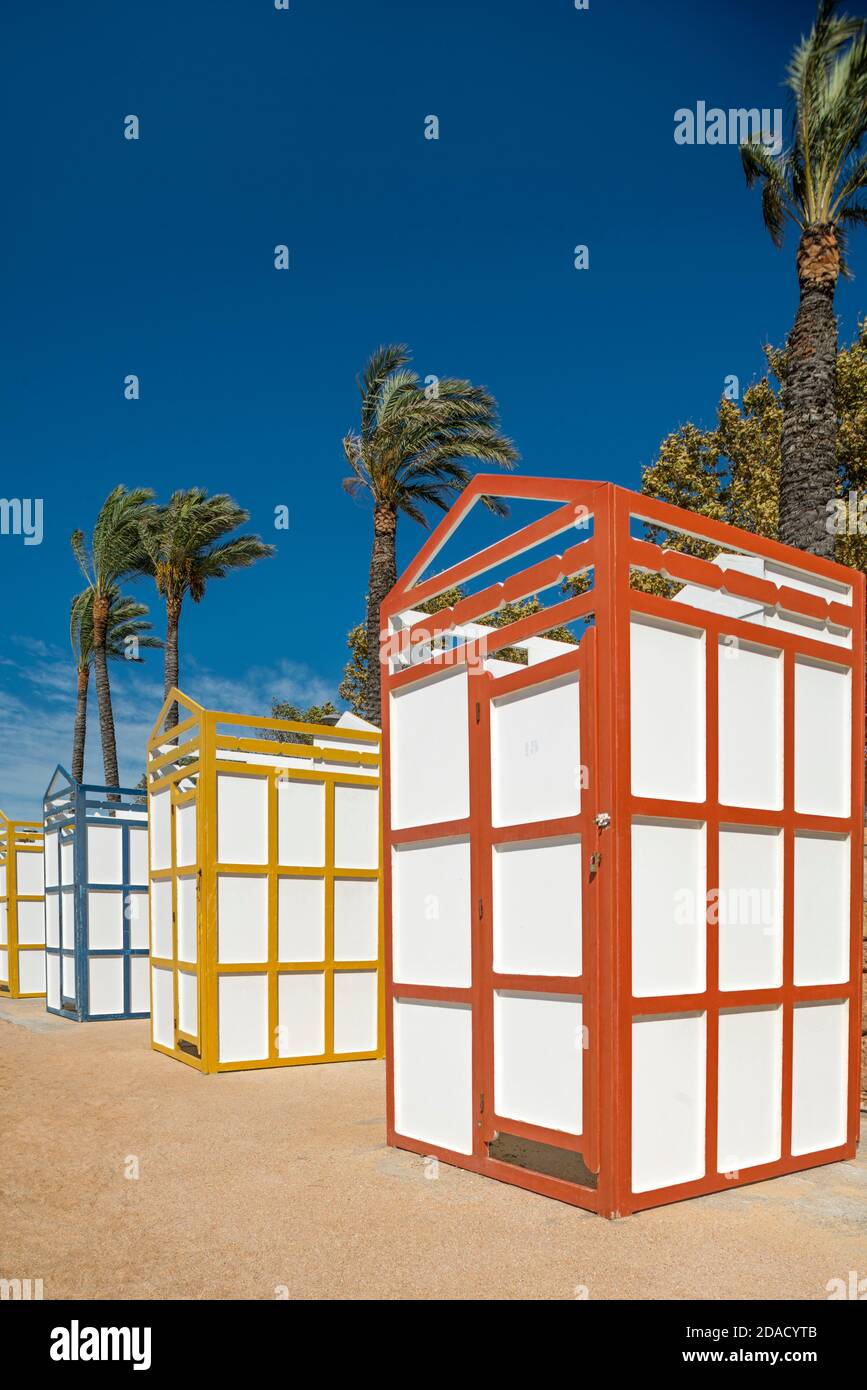 TRADITIONAL WOODEN BATHING HUTS PLAYA S’AGARO COSTA BRAVA CATALONIA ...