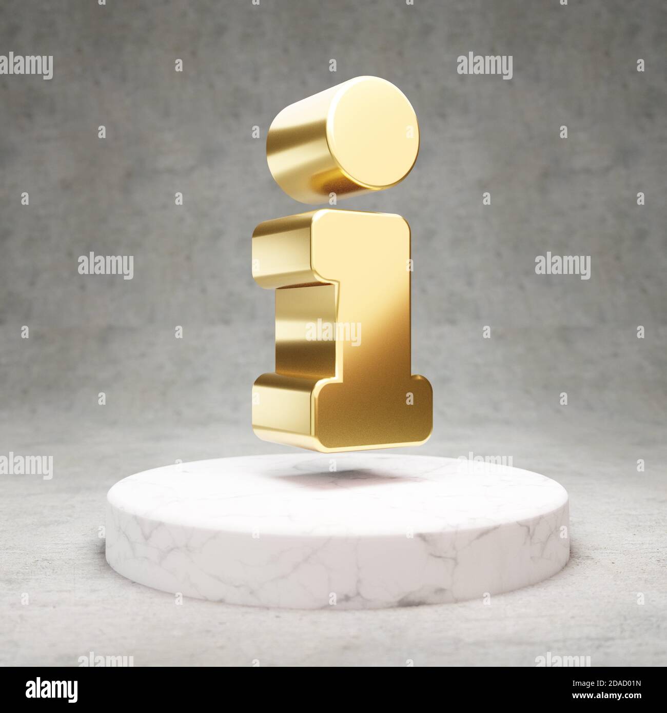 Info icon. Gold glossy Info symbol on white marble podium. Modern icon ...