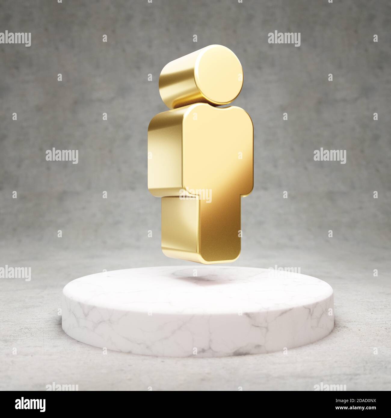Male icon. Gold glossy Male symbol on white marble podium. Modern icon ...