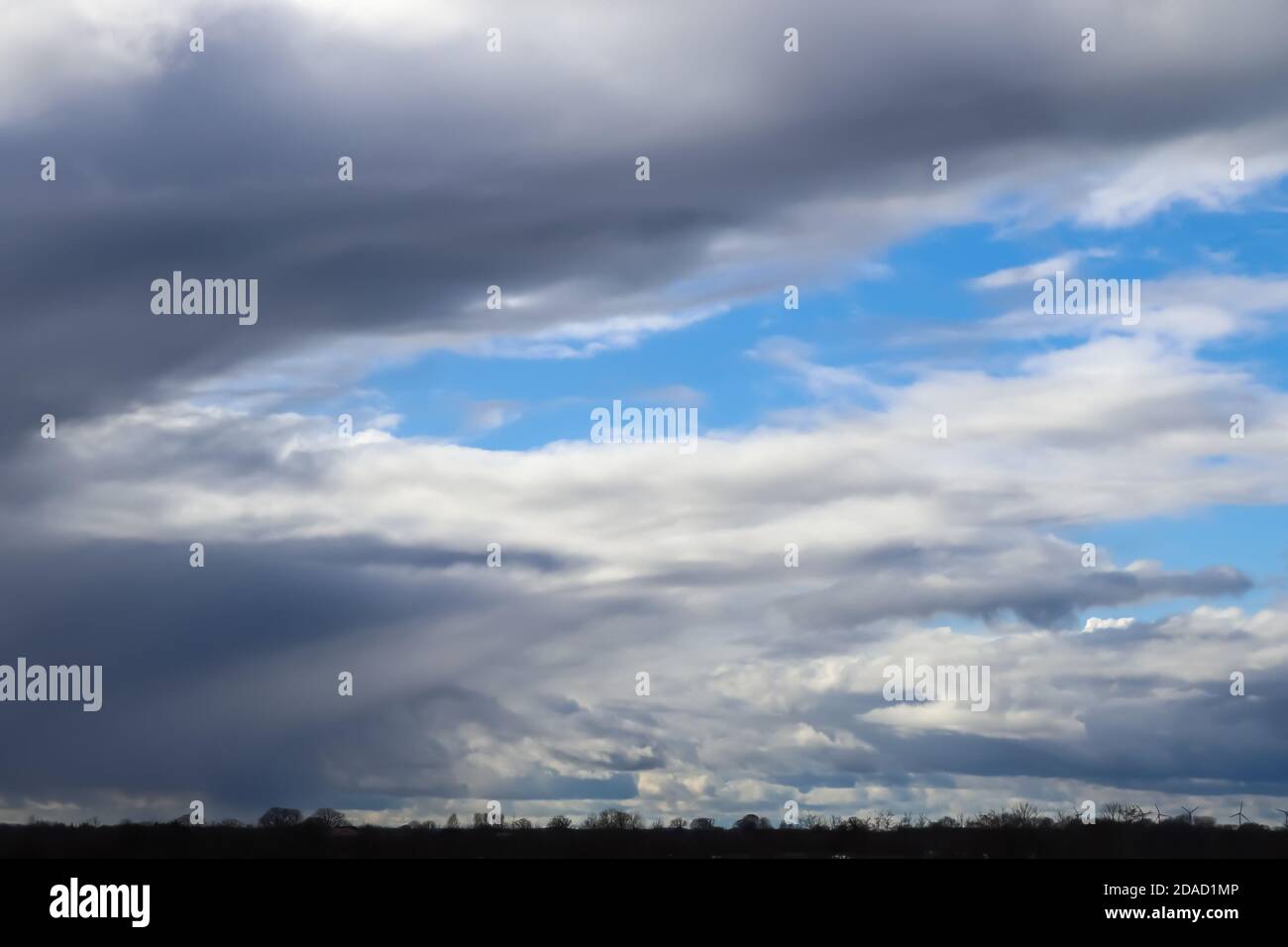 Stunning mixed cloud formation panorama in a deep blue summer sky Stock ...