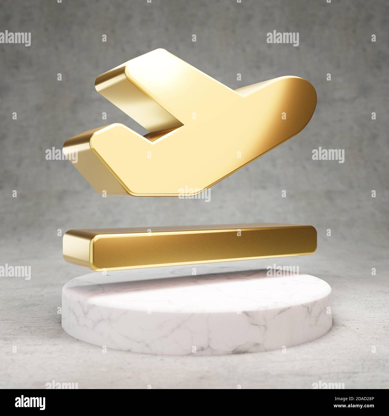 Plane Departure icon. Gold glossy Plane Departure symbol on white ...