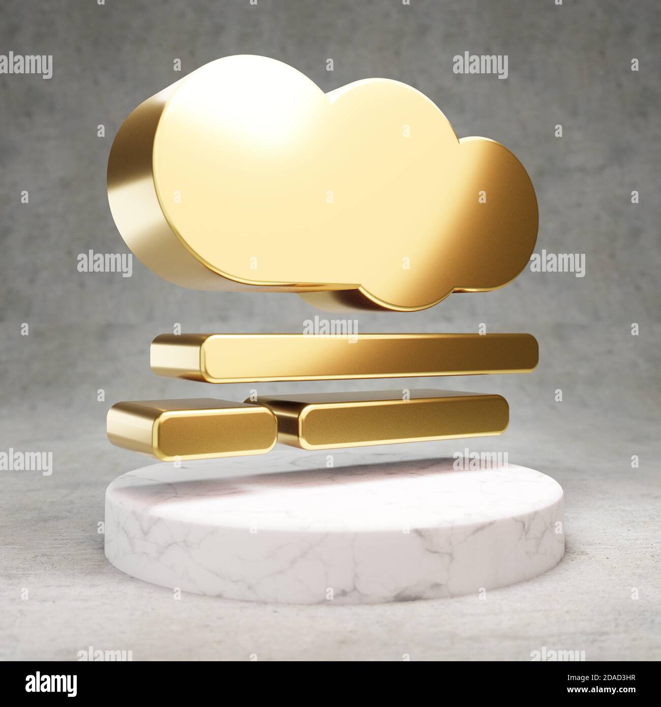 Smog icon. Gold glossy Smog symbol on white marble podium. Modern icon ...