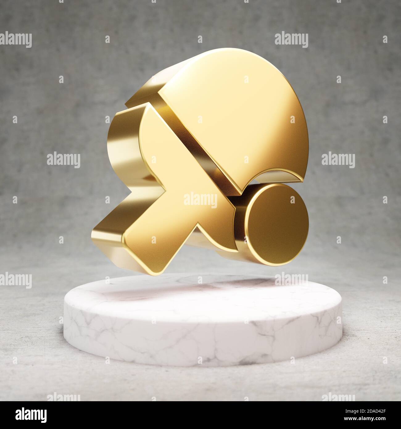 Table Tennis icon. Gold glossy Table Tennis symbol on white marble ...