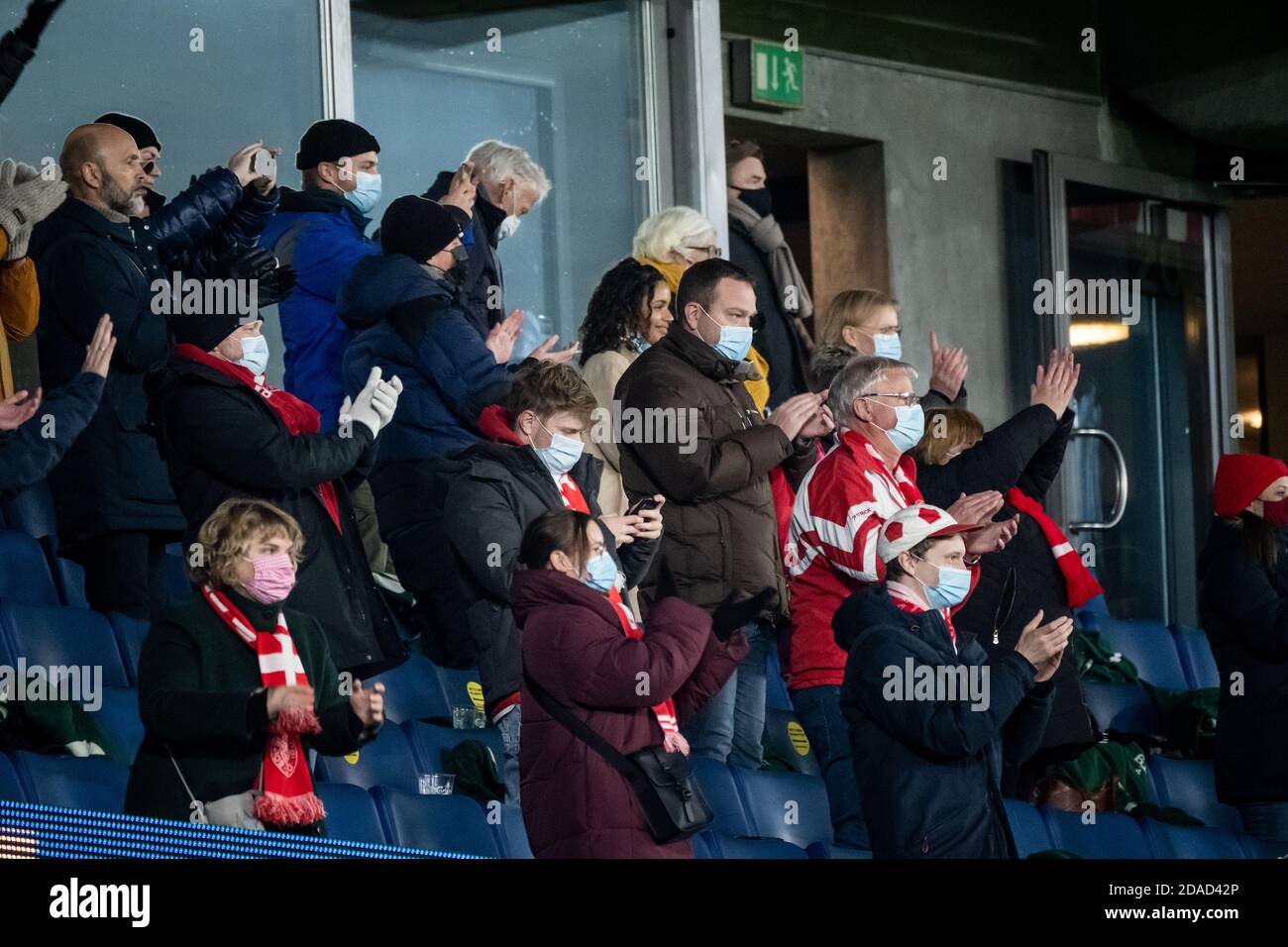 Broendby, Denmark. 11th Nov, 2020. The few Danish fans seen clapping at ...