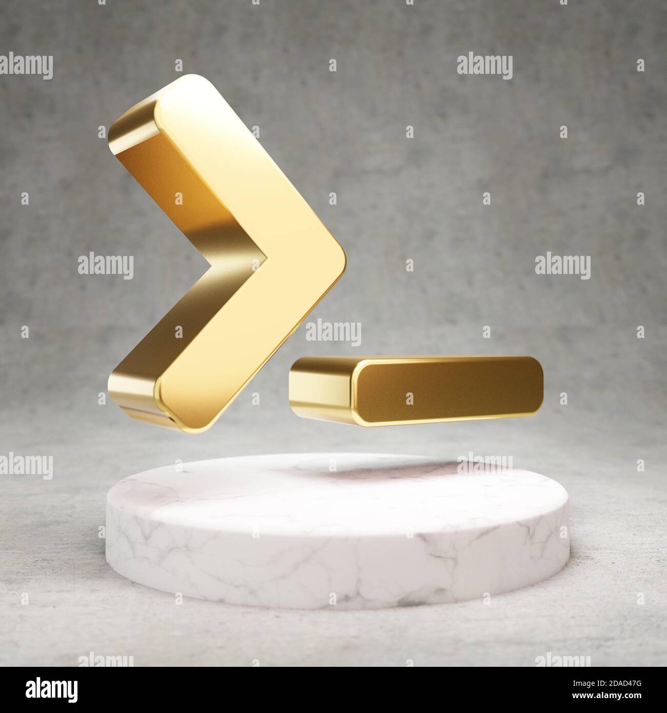 Terminal icon. Gold glossy Terminal symbol on white marble podium ...