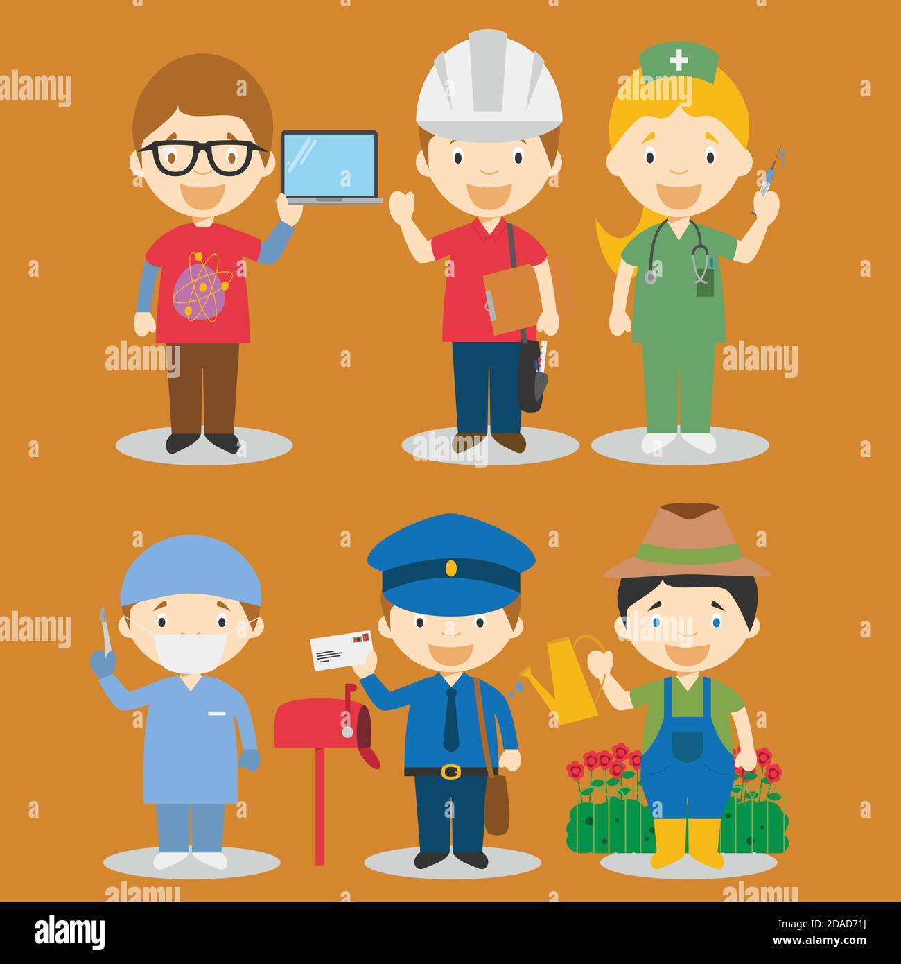 Kids Vector Characters Collection: Set of 80 different professions in ...