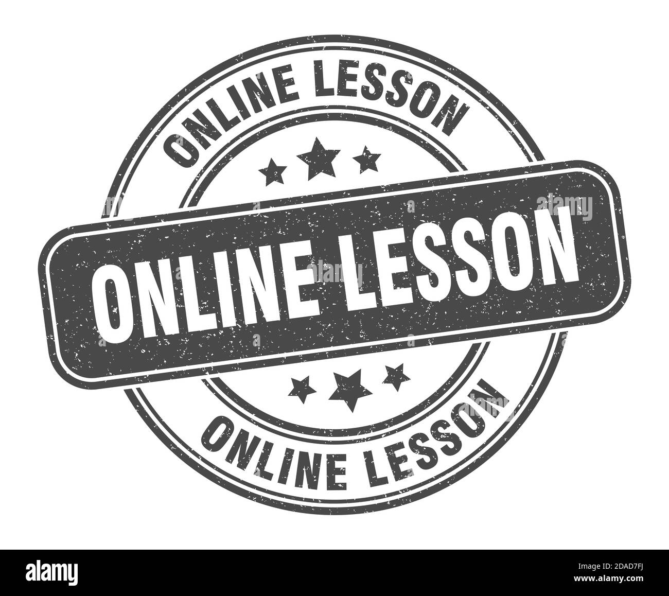 online lesson stamp. online lesson sign. round grunge label Stock ...