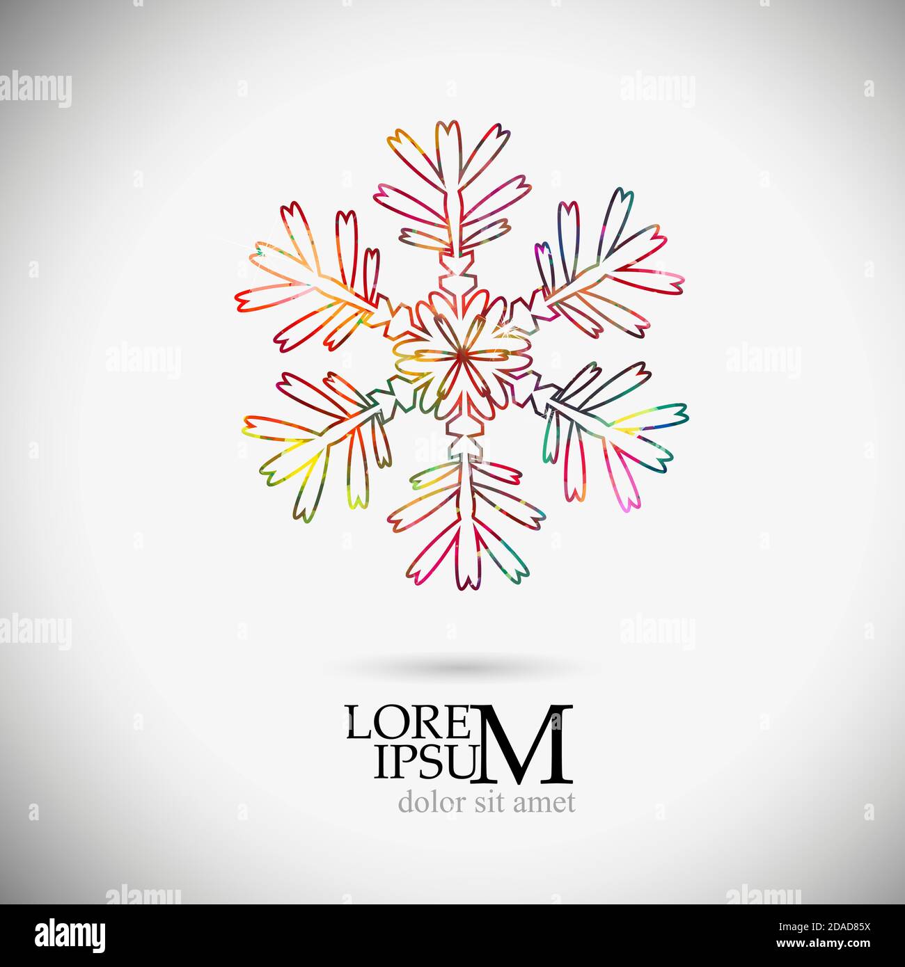 A multi-colored abstraction of a snowflake. Merry Christmas. Mixed ...