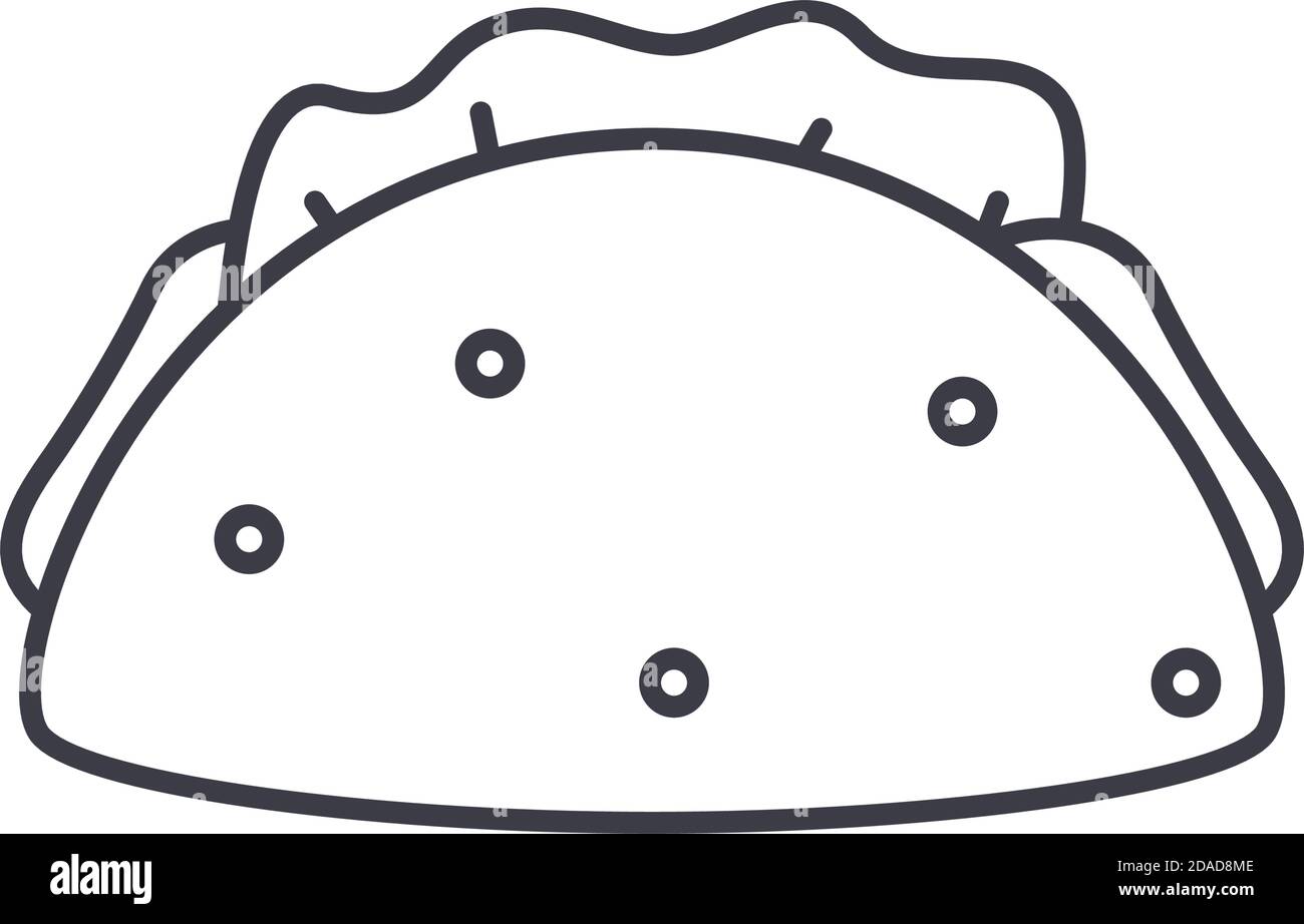 Taco icon, linear isolated illustration, thin line vector, web design ...