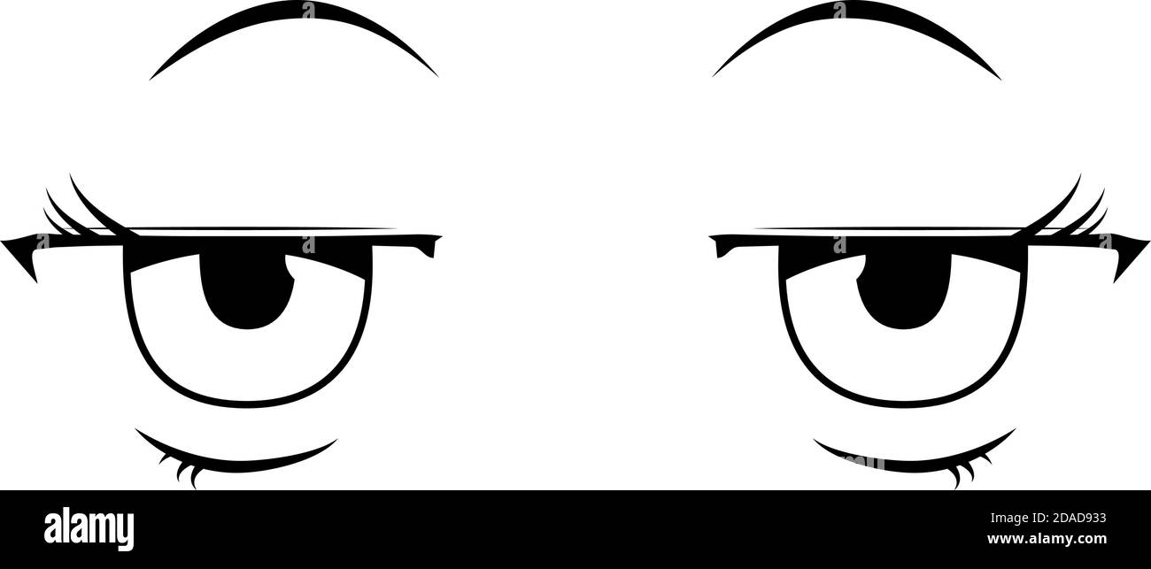 This is a illustration of Monochrome Cute anime-style eyes with normal ...