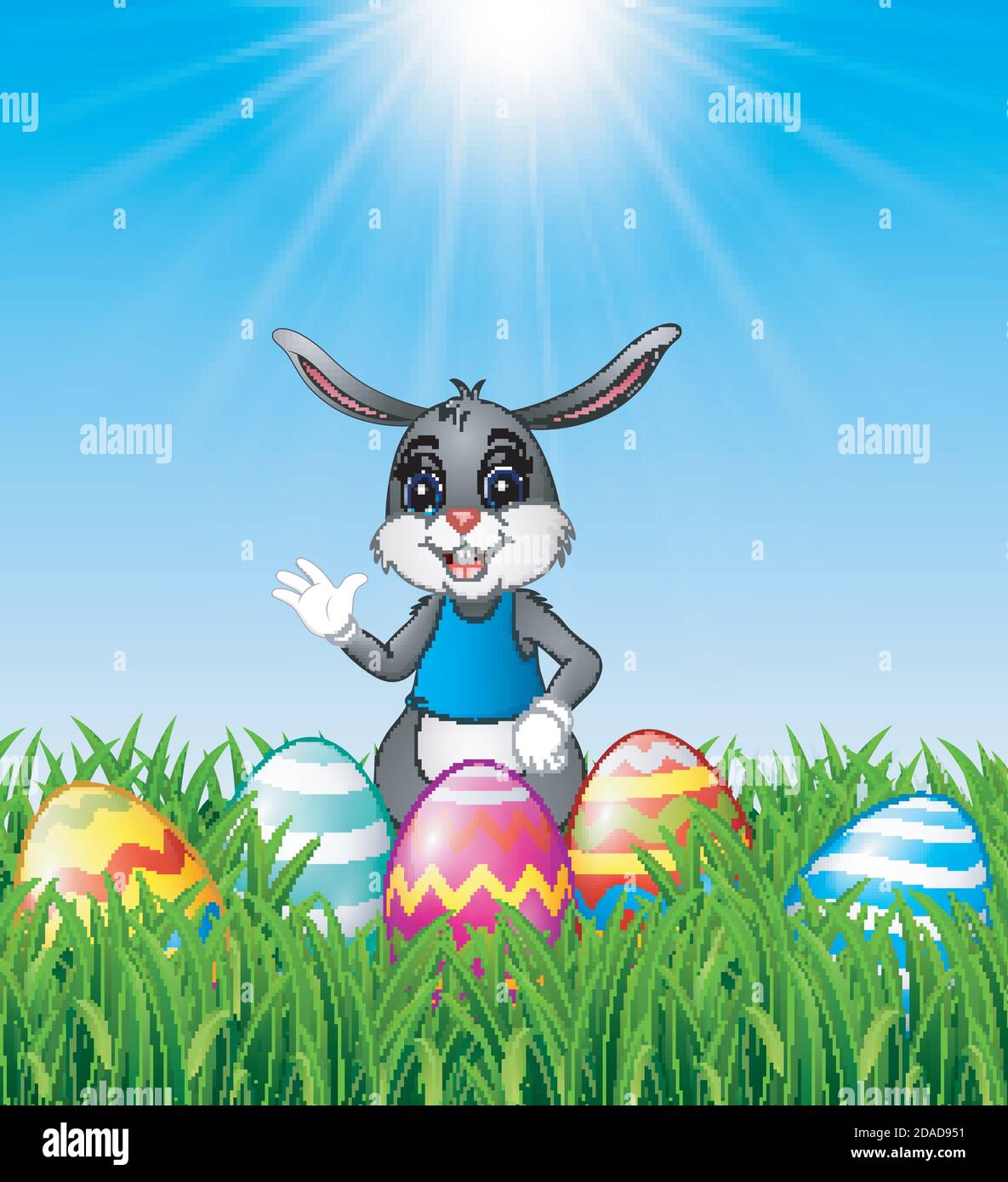 Cartoon Illustration Easter Bunny Waving High Resolution Stock ...