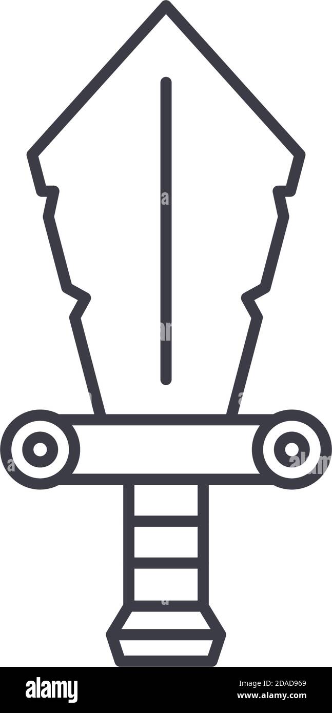 Sword weapon icon, linear isolated illustration, thin line vector, web ...