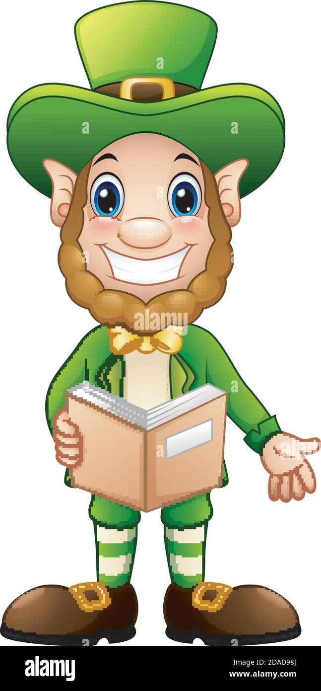 Vector illustration of Cartoon Leprechaun opened book Stock Vector ...