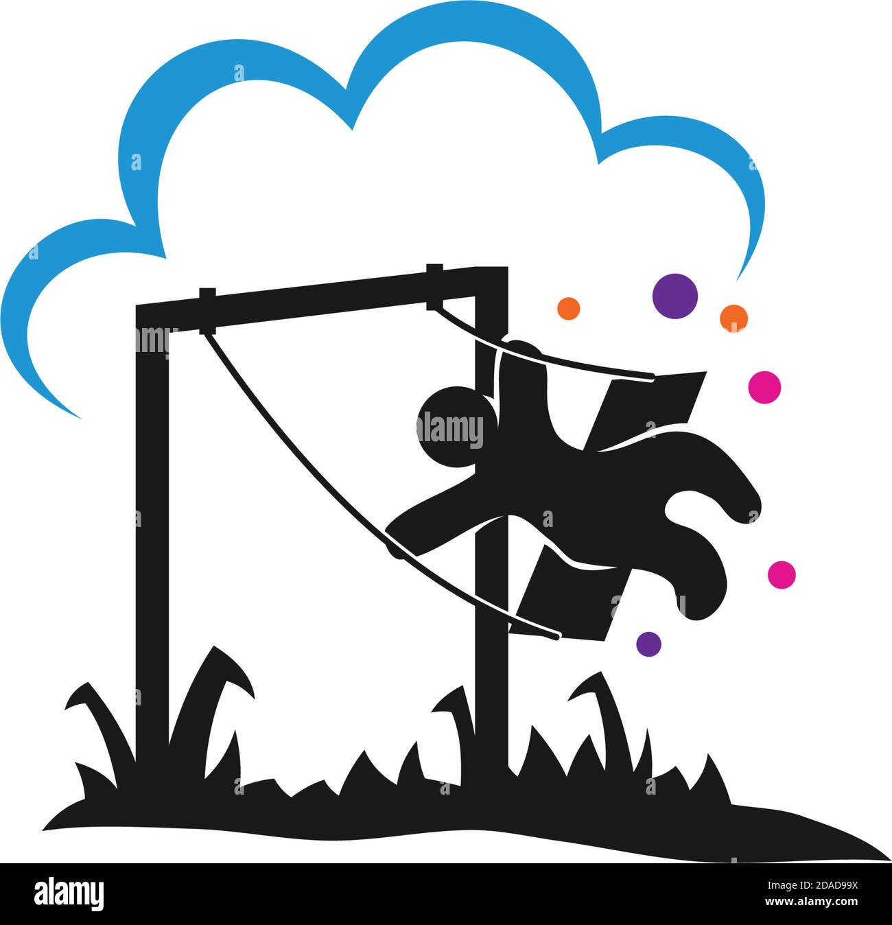 Kid sitting on swing.template Illustration Stock Vector Image & Art - Alamy