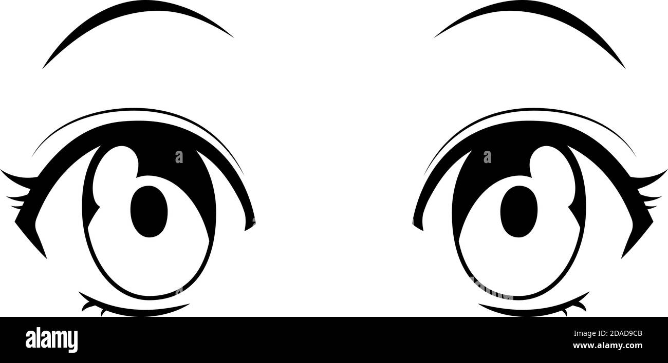 This is a illustration of Monochrome Cute anime-style eyes with normal ...