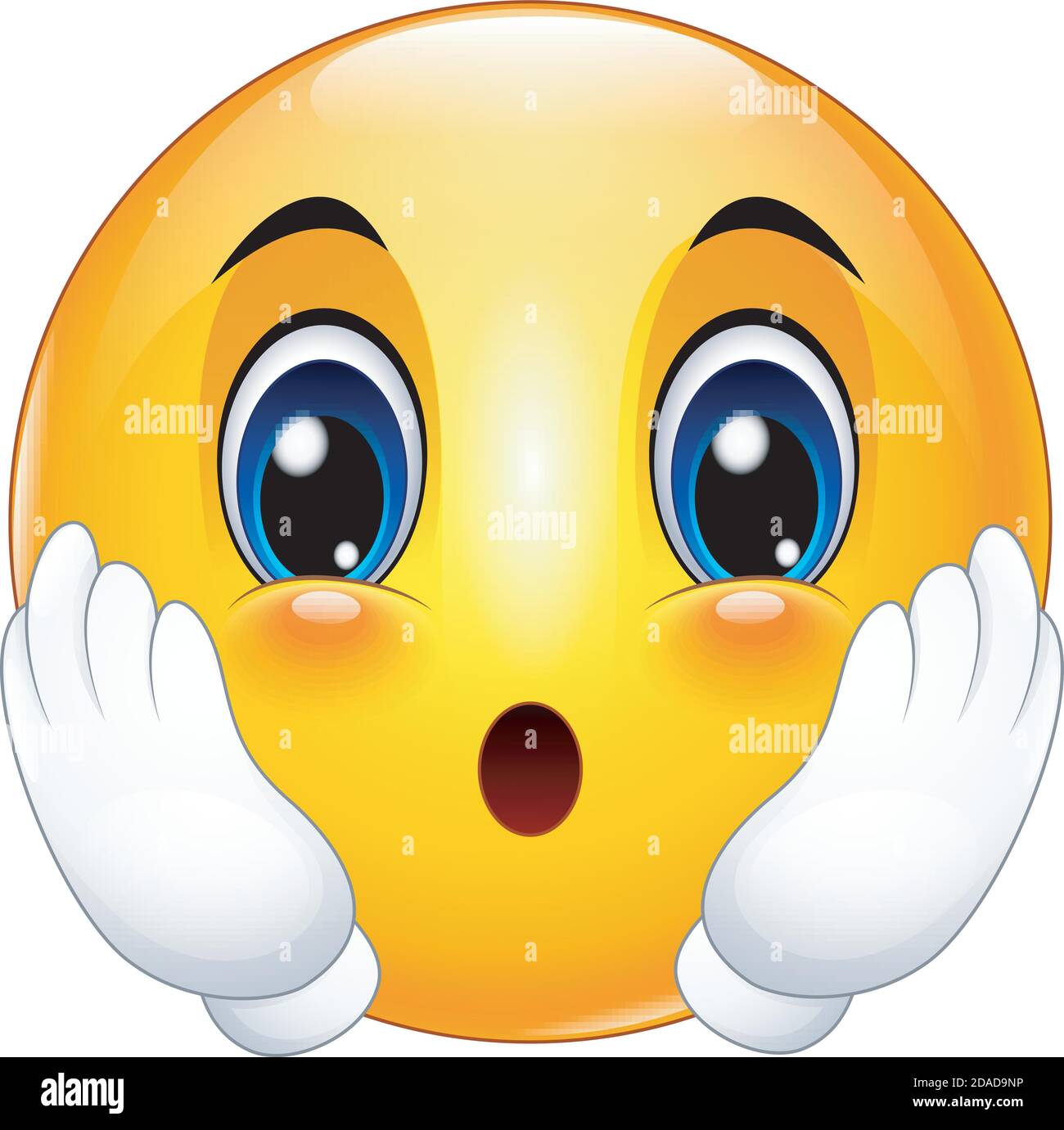 Vector illustration of Cute cartoon emoticon astonished Stock Vector ...