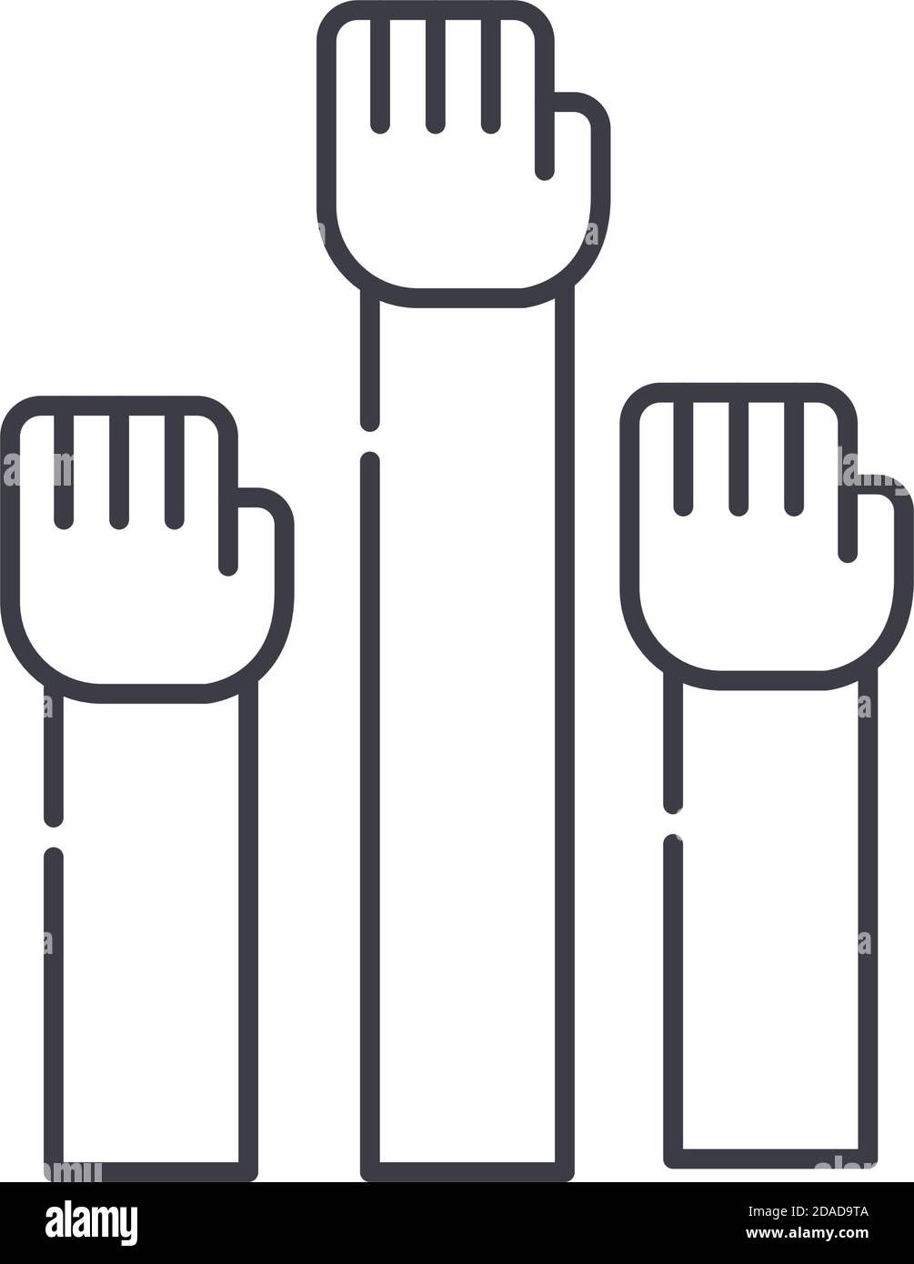 Support hands icon, linear isolated illustration, thin line vector, web ...