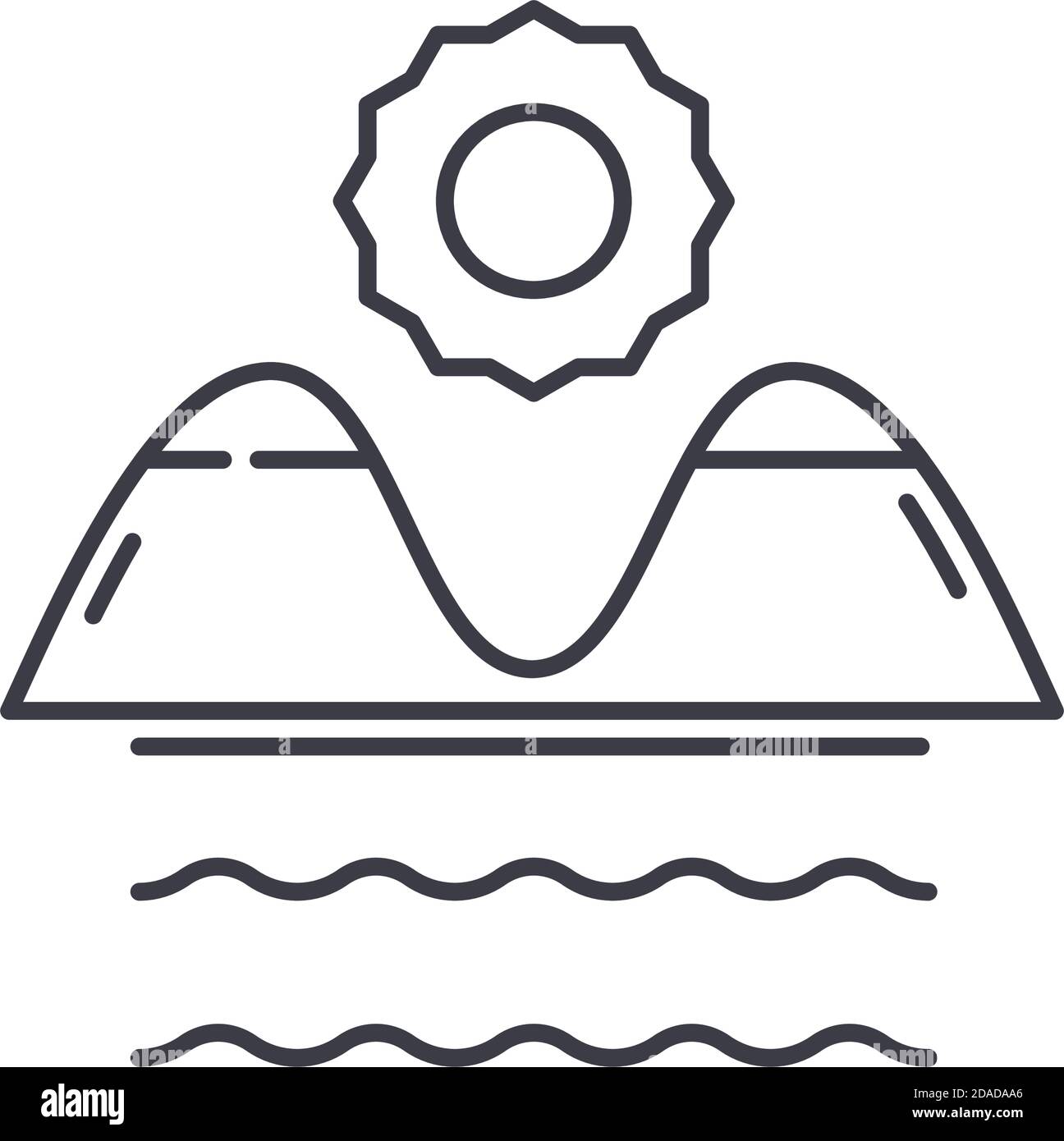 Sunset icon, linear isolated illustration, thin line vector, web design ...