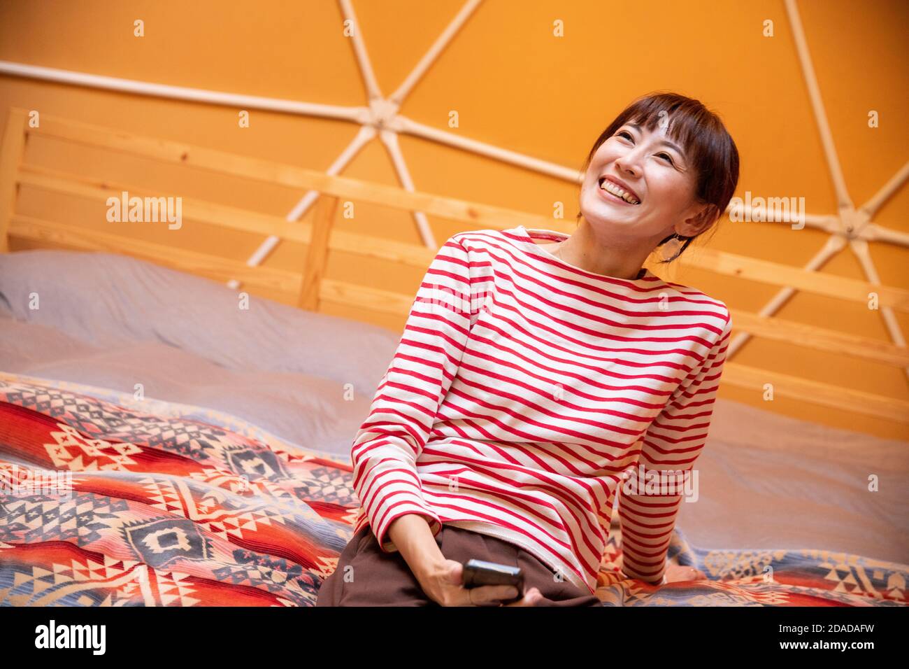 Glamping holiday woman hi-res stock photography and images - Alamy