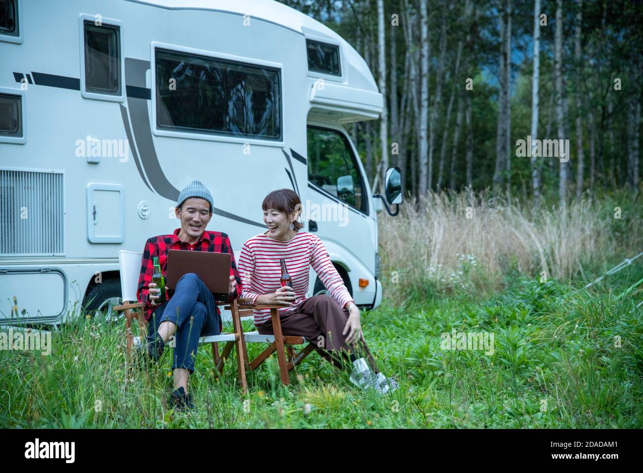 Lifestyle with Camper Van Stock Photo - Alamy