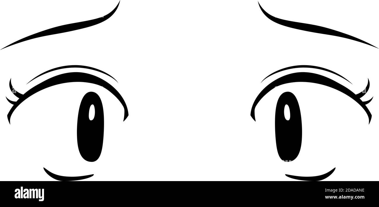 This is a illustration of Monochrome Cute anime-style eyes with a sad ...