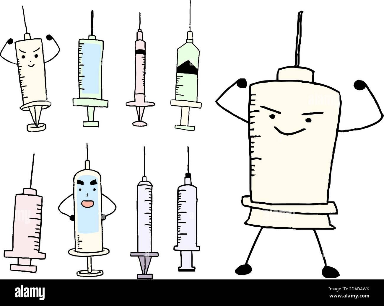 This is a illustration of Hand drawn Colorful syringe Stock Vector ...