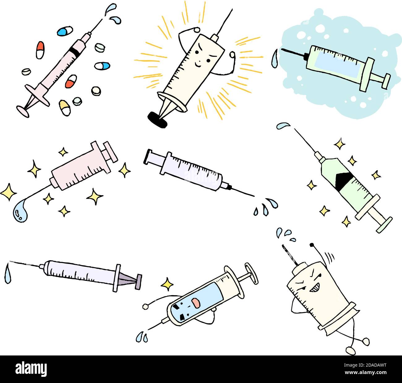This is a illustration of Hand drawn cute medical syringe Stock Vector ...