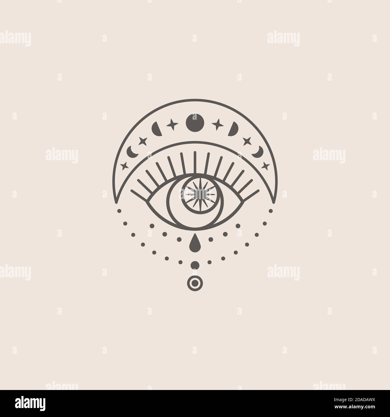Mystical Eye and Moon Icon in a Trending Minimal Linear Style. Vector ...