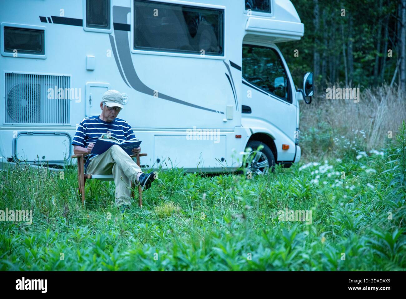 Lifestyle with Camper Van Stock Photo - Alamy