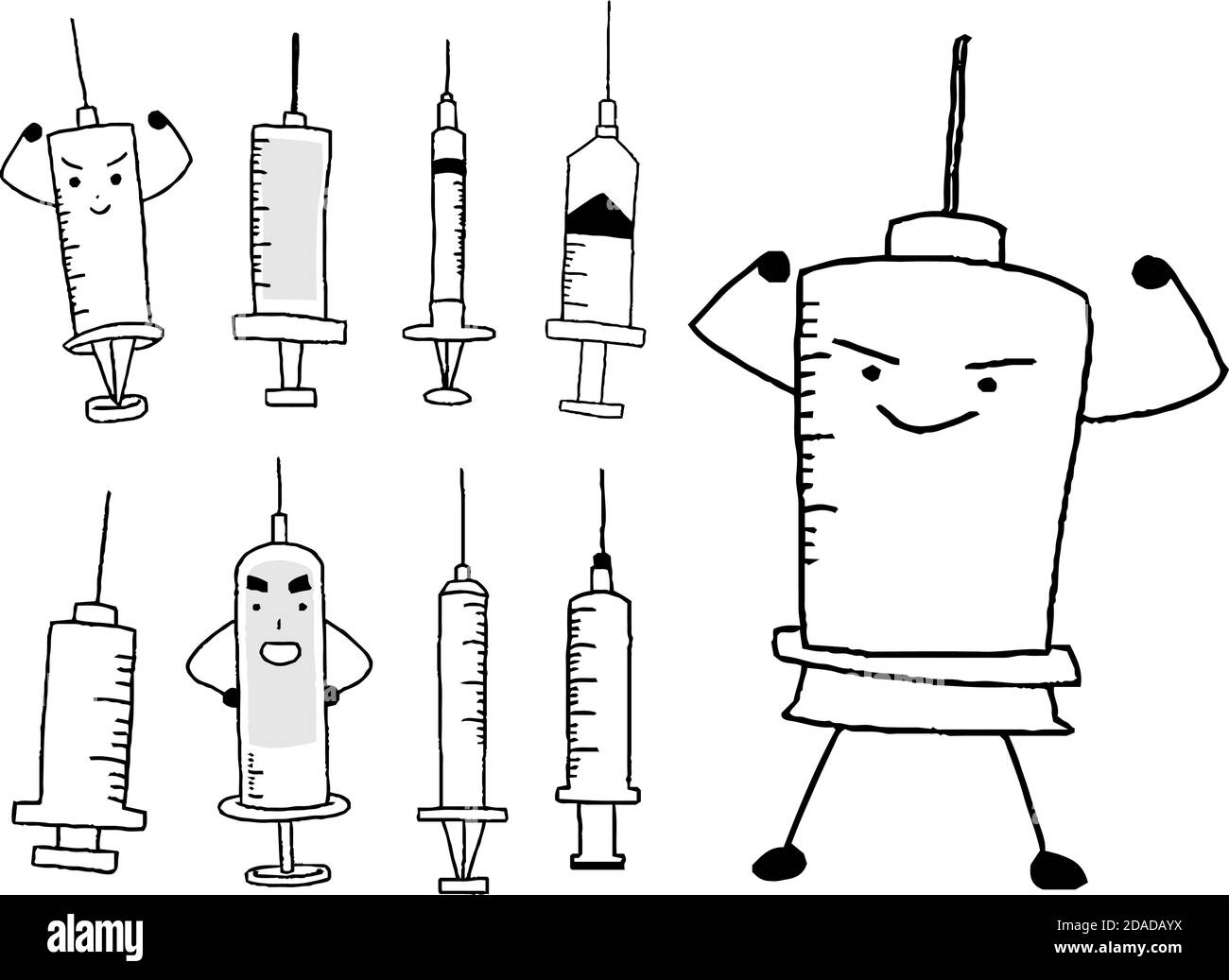This is a illustration of Monochrome Hand drawn syringe Stock Vector ...