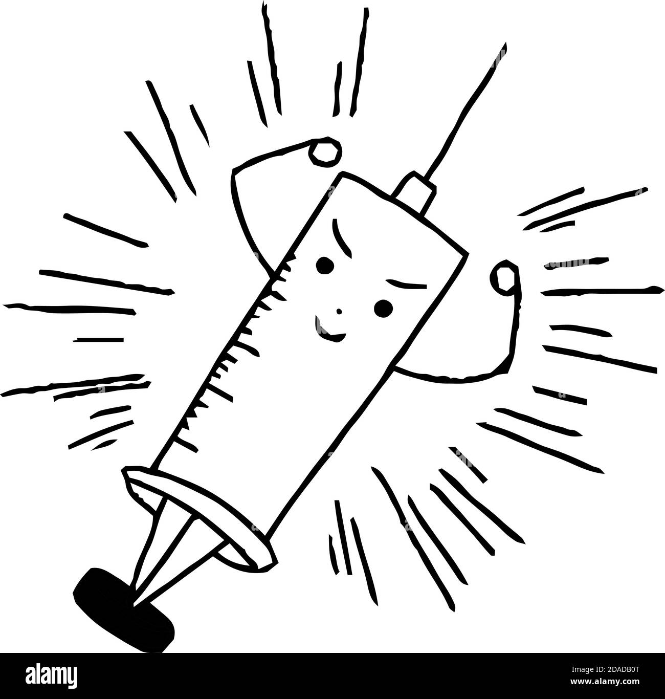 This is a illustration of Monochrome Hand drawn cute medical syringe ...