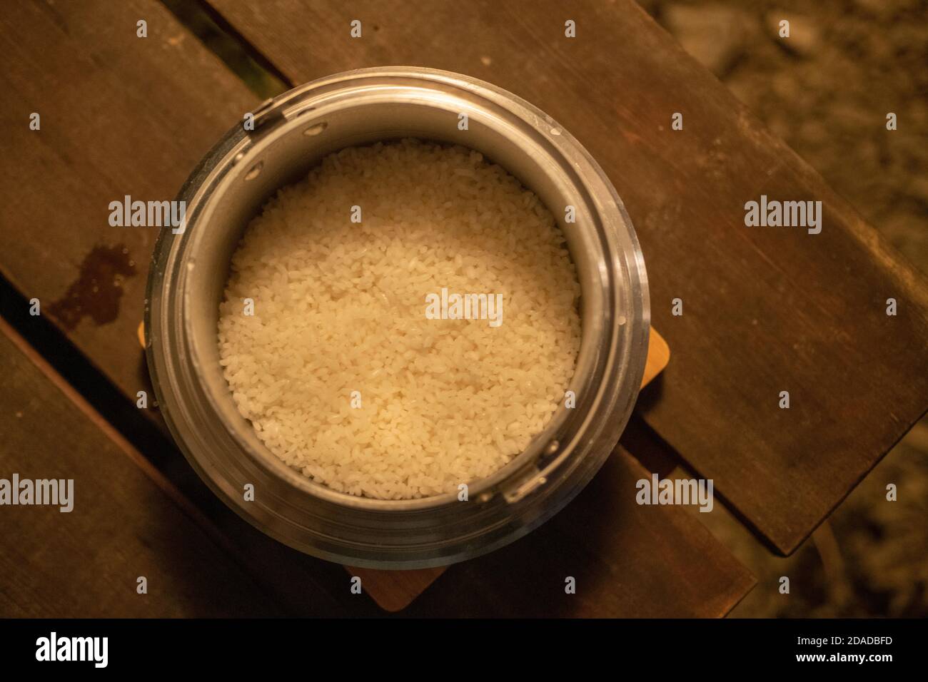 Rice Cooked by Camping Pot Stock Photo - Alamy