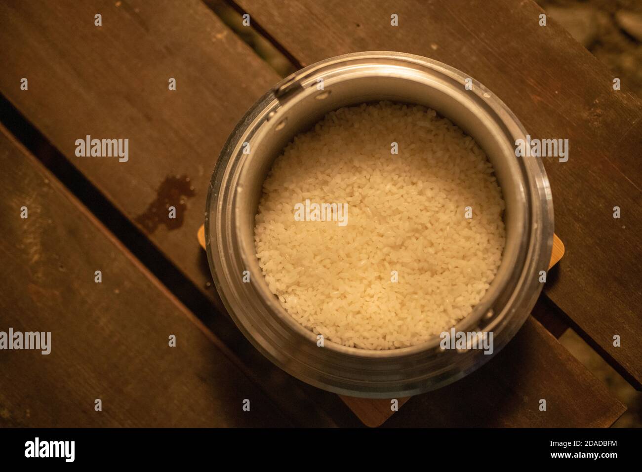Rice Cooked by Camping Pot Stock Photo - Alamy