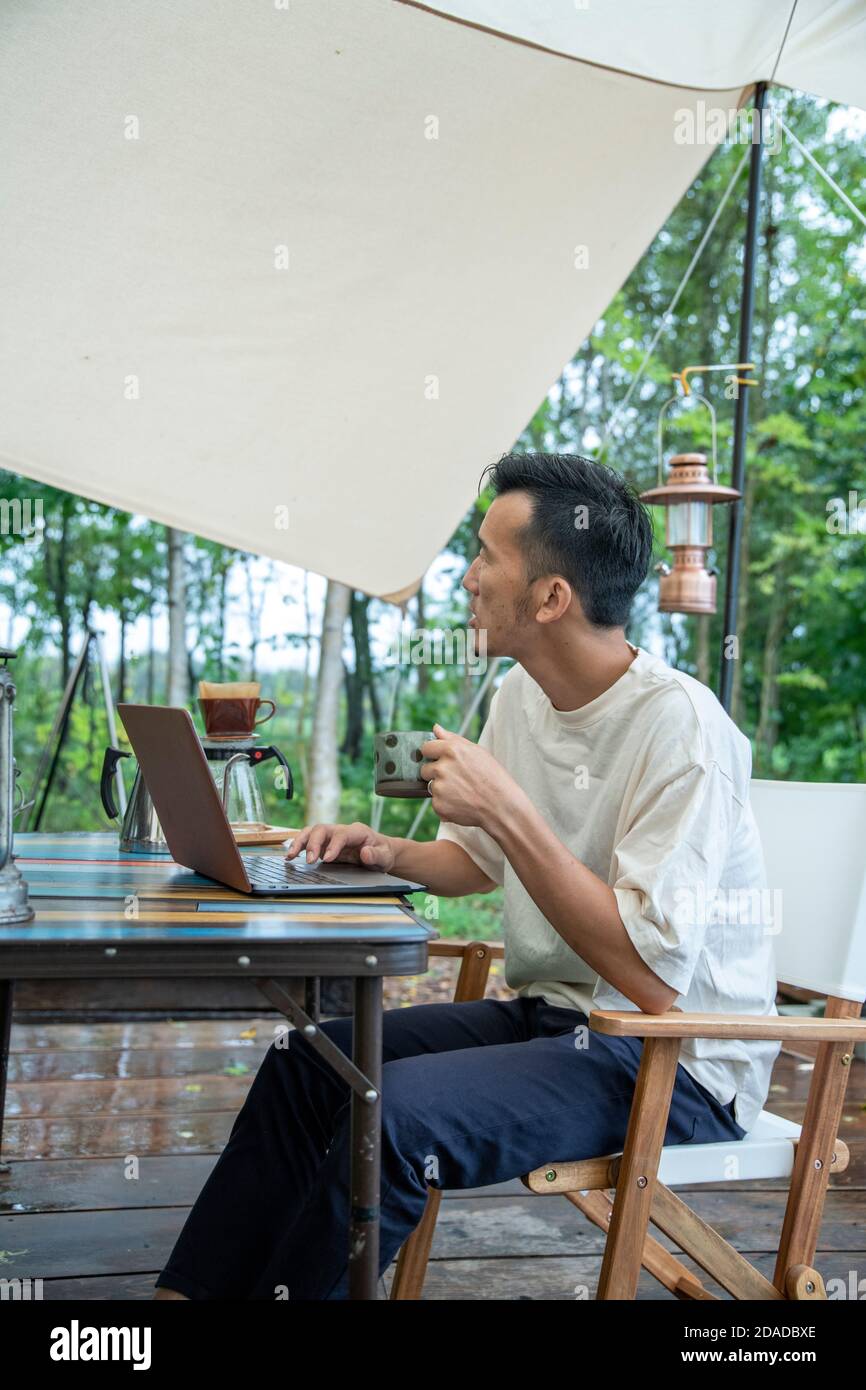 Work on Vacation as New Normal Work Style Stock Photo - Alamy