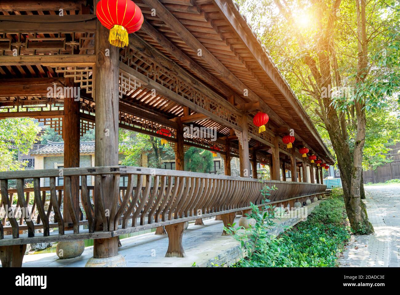 Chinese style traditional wooden building Stock Photo - Alamy