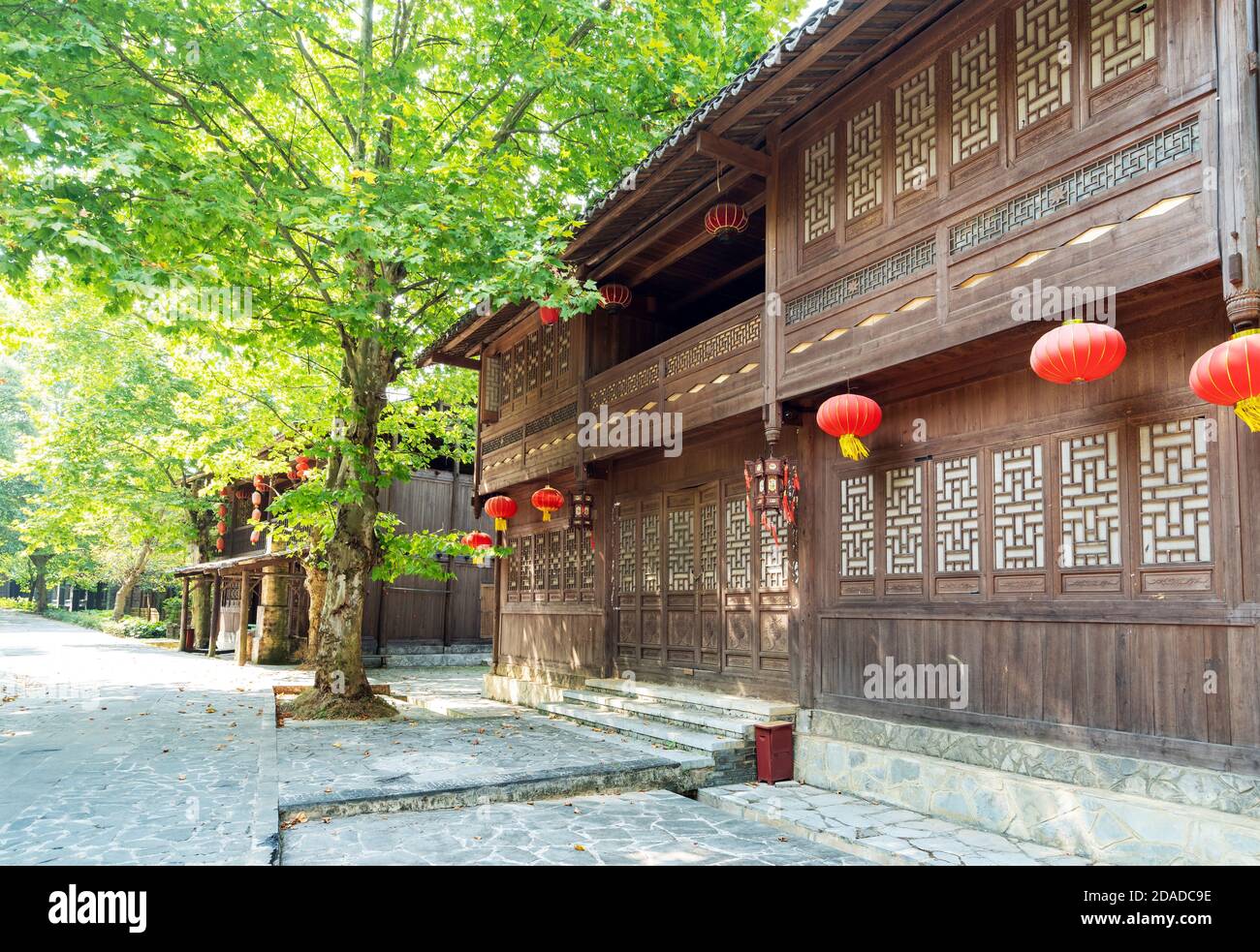 Chinese style traditional wooden building Stock Photo - Alamy