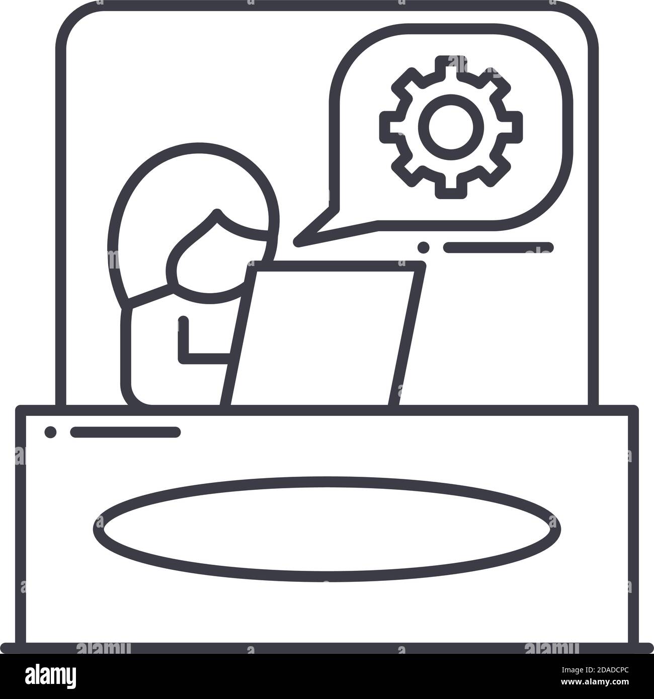 Service center concept icon, linear isolated illustration, thin line ...