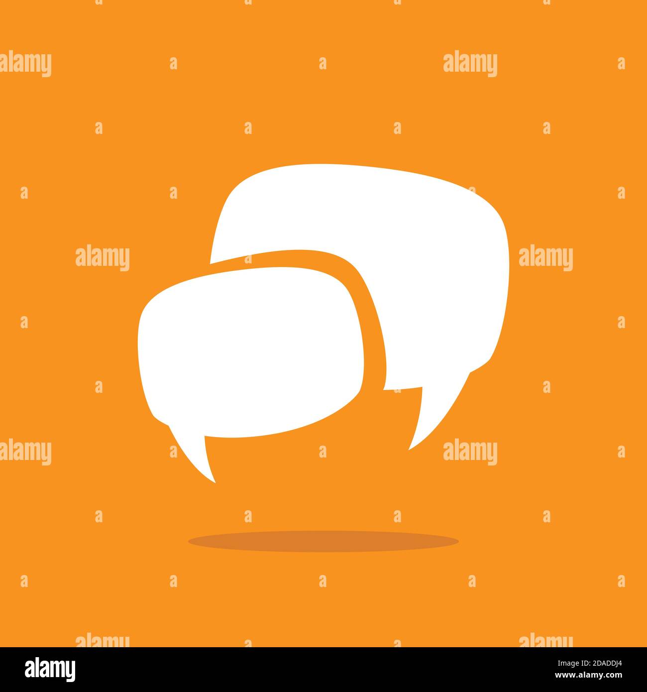 two chat speech bubbles isolated on red background. Vector flat icon ...