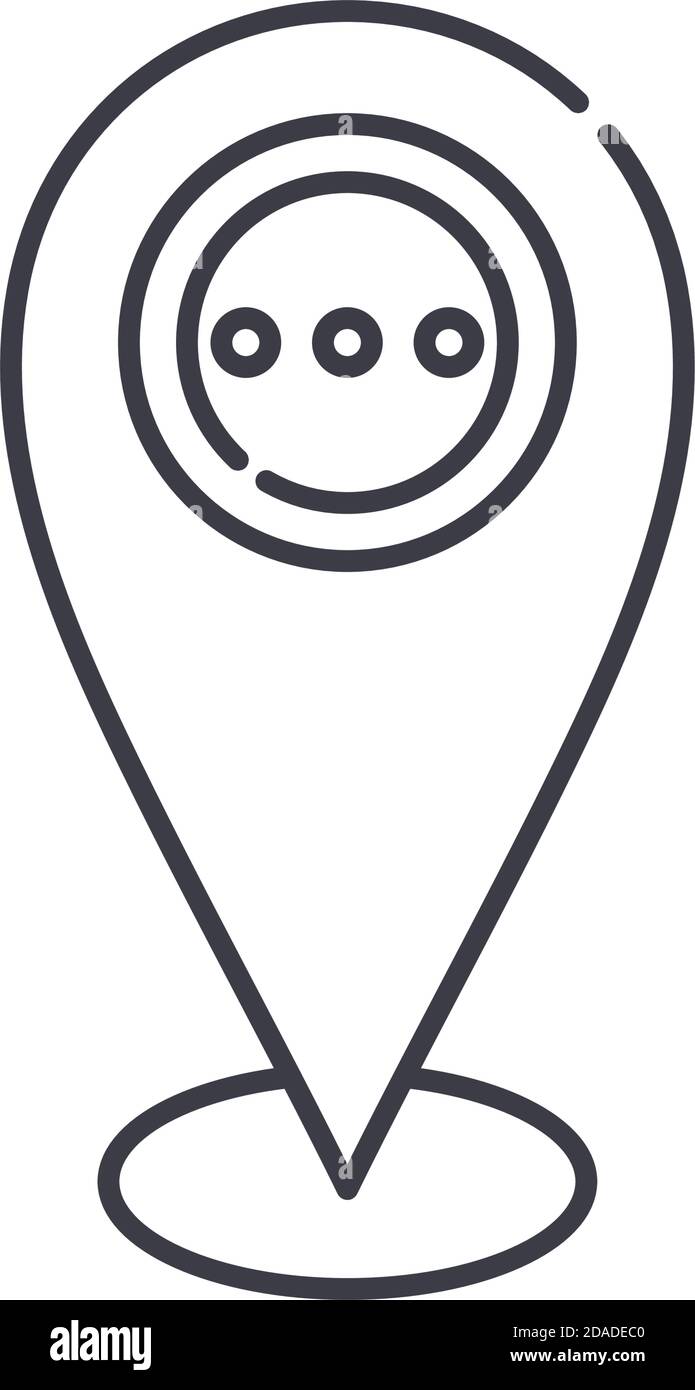 Map marker icon, linear isolated illustration, thin line vector, web ...