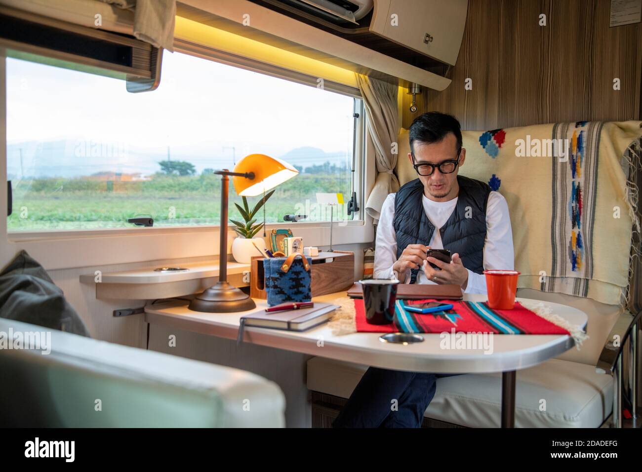Lifestyle with Camper Van Stock Photo - Alamy