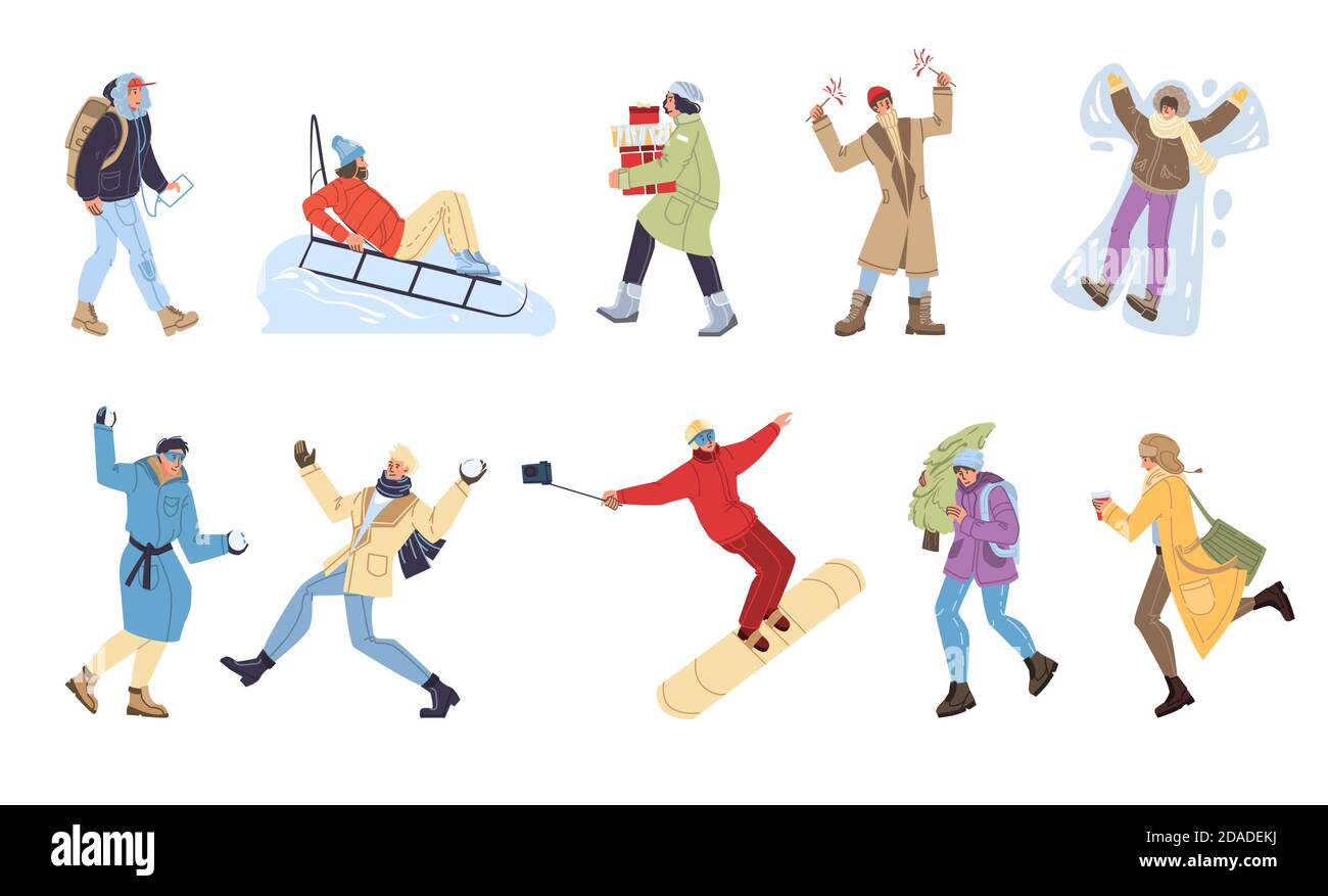 Flat cartoon characters set vector illustration concept Stock Vector ...