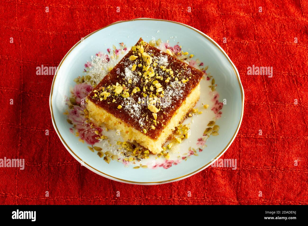 Homemade traditional Turkish dessert Revani Stock Photo - Alamy