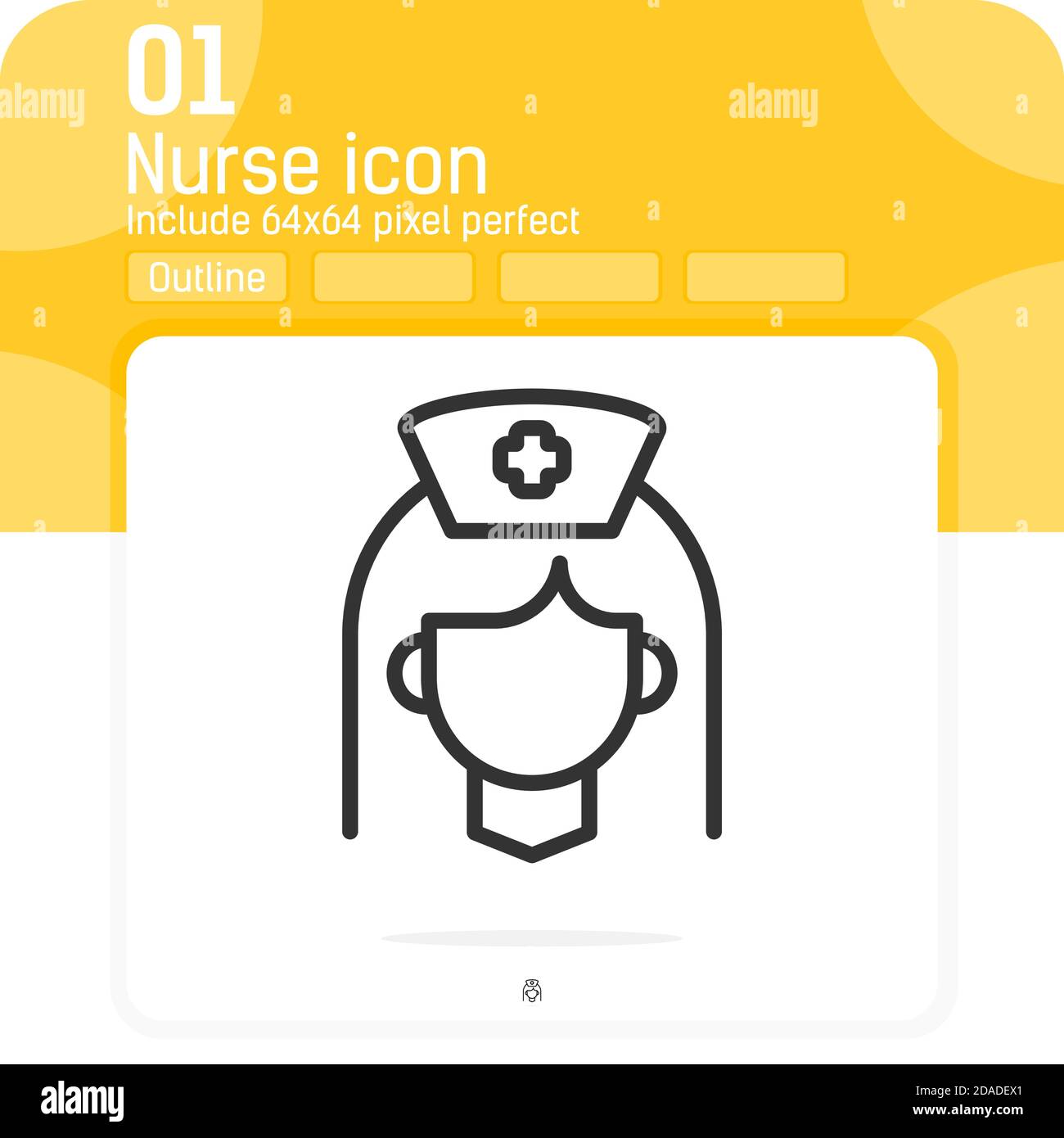 Nurse icon with outline style isolated on white background. Vector ...