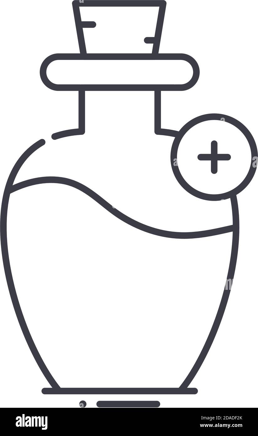 Mana potion icon, linear isolated illustration, thin line vector, web ...