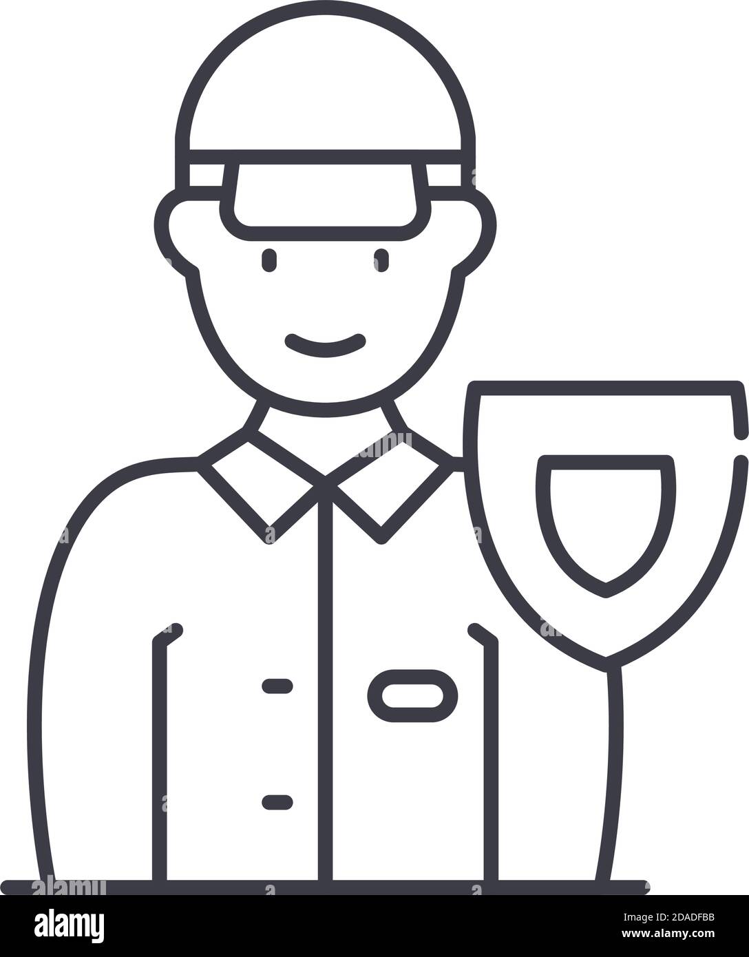 Security guard icon, linear isolated illustration, thin line vector ...