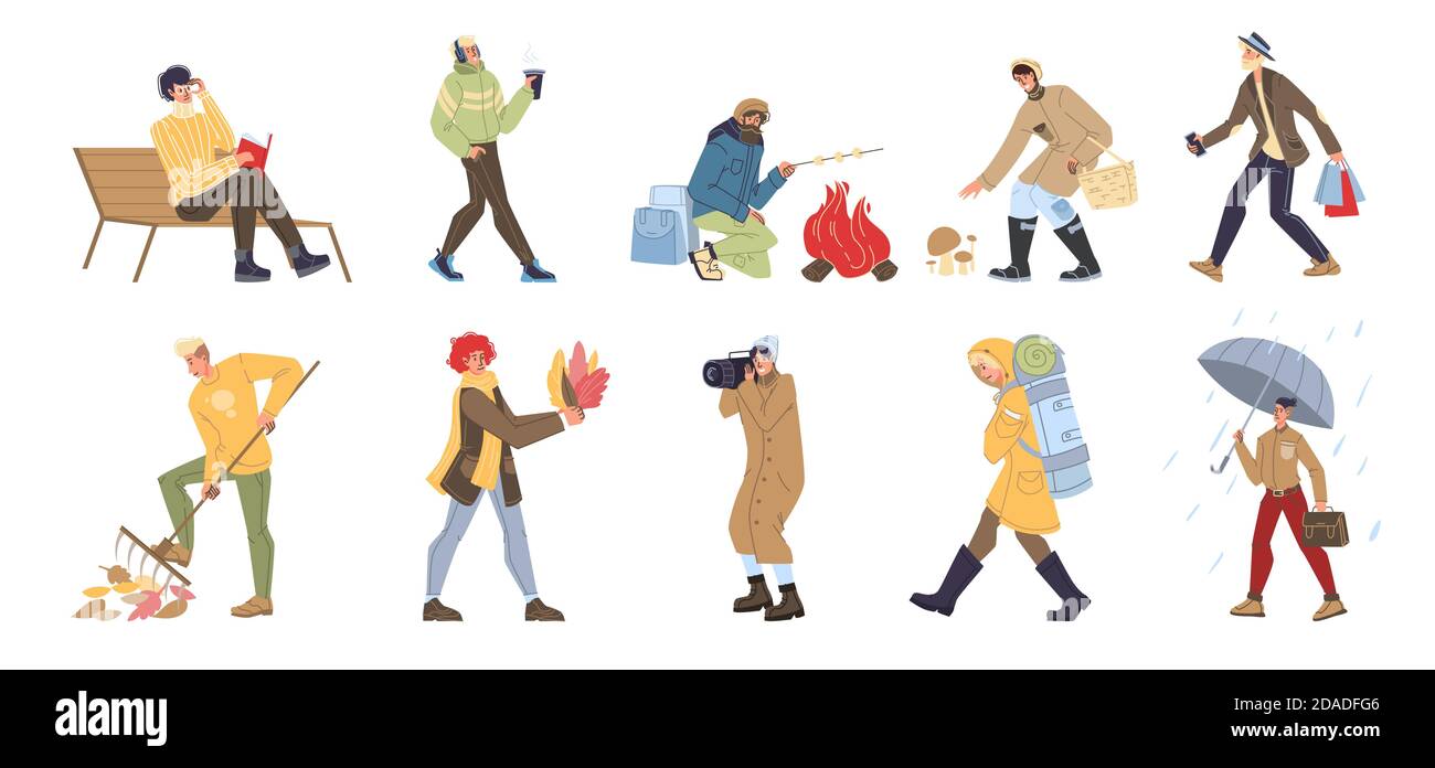 Flat cartoon characters set vector illustration concept Stock Vector ...