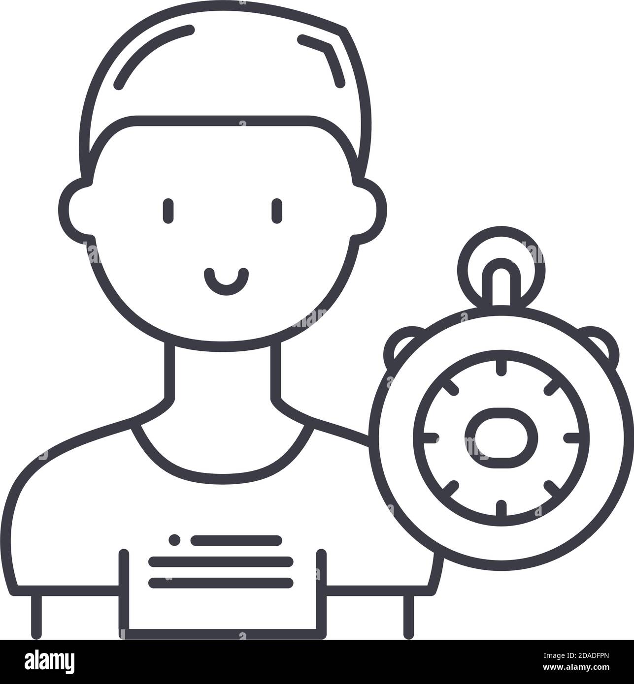 Male sportsman icon, linear isolated illustration, thin line vector ...