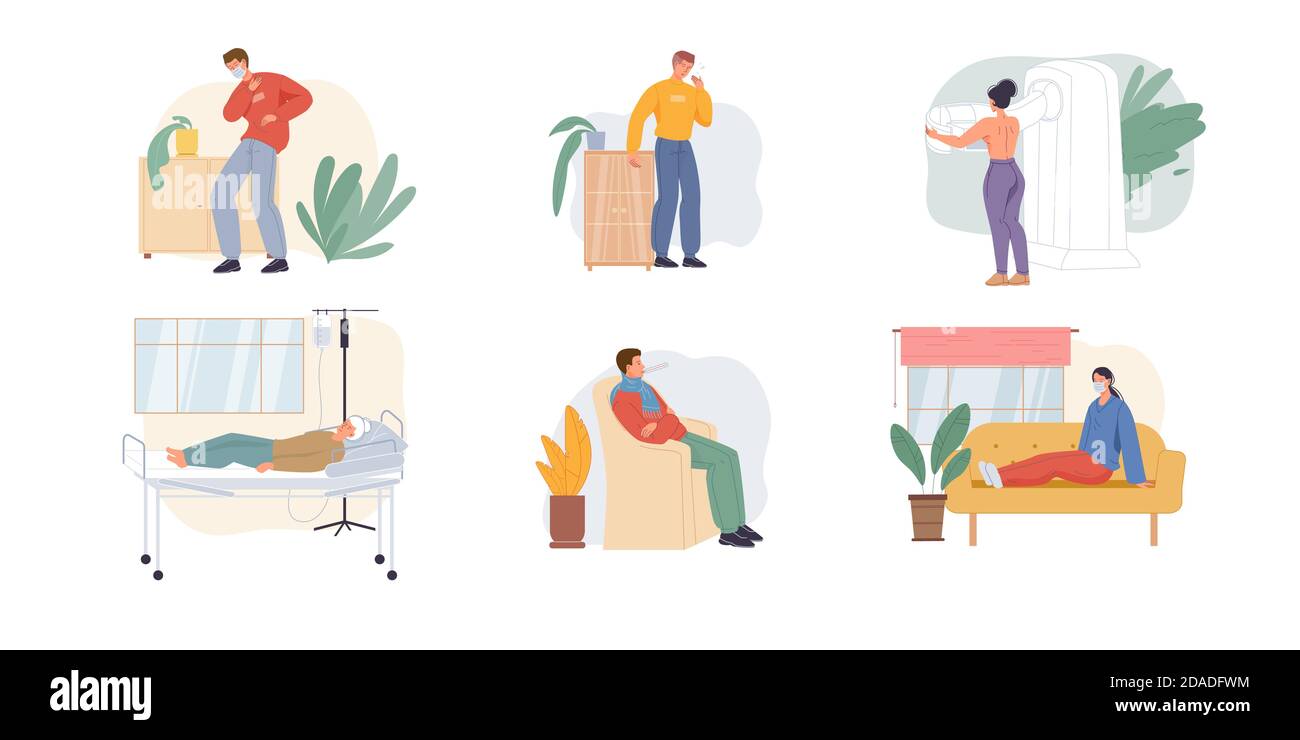 Flat cartoon patient characters vector illustration concept Stock ...